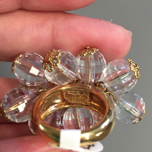 kate spade | Jewelry | Kate Spade Clear Bead Cluster Statement Ring ...